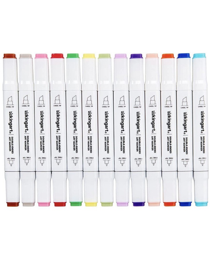 Kingart® Pro Double-Ended Art Markers Pastel Palette 24 Unique Color ...
