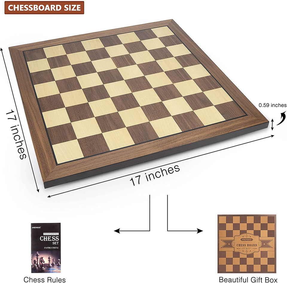 17 Inches Wooden Chess Board Only, Professional Tournament Chess Board ...