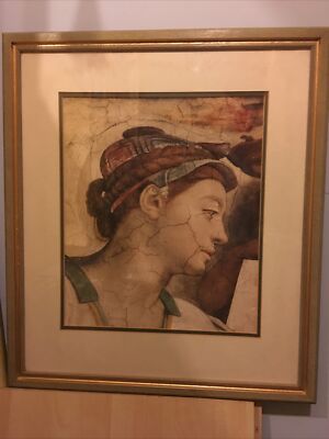 Michelangelo-Sistine Chapel Erythraean Sibyl Beautiful Grey & Gold ...