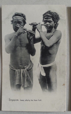 SINGAPORE NATIVE POSTCARD SAKAY PLAYING THE NOSE FLUTE | eBay