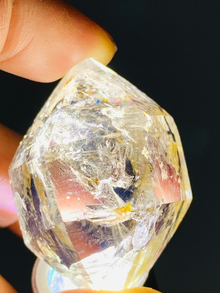 Natural 48MM Herkimer Diamond Enhydro Crystal Cluster Gem&moving water ...