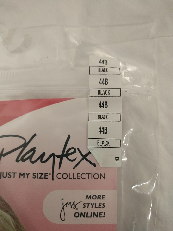 Playtex 1107 Wireless Bra Just My Size Front Close Cushion Straps Black ...