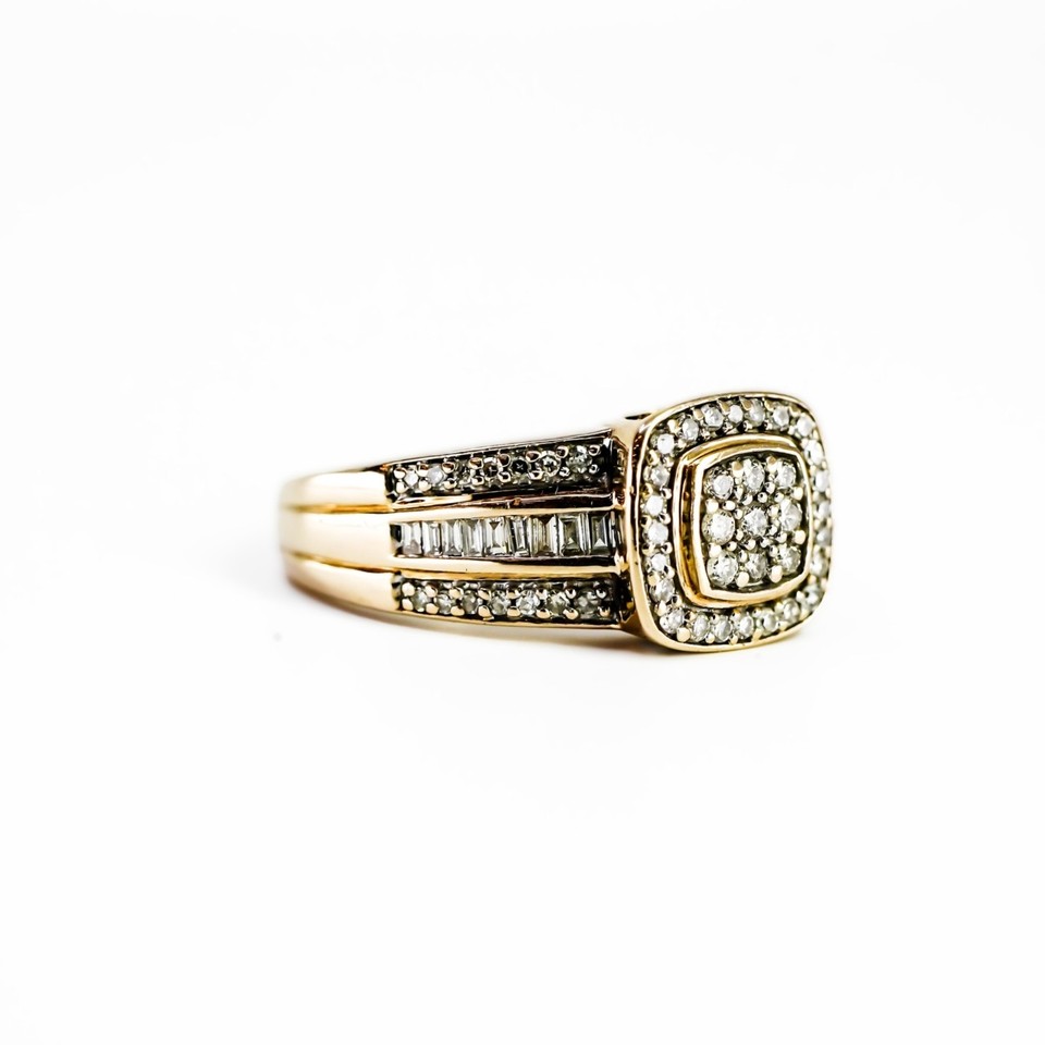 9ct Yellow Gold Diamond Cluster Ring Size N1/2 #69025 | eBay Australia