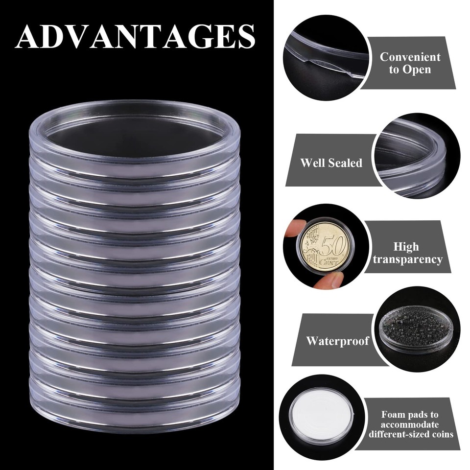 180P Clear Plastic Coin Capsules, Dollar Coin Holder, 40mm Silver Coin ...