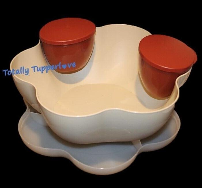 Tupperware Chip 'N Dip Bowl with Microwave Safe Dip Cups Latte ...