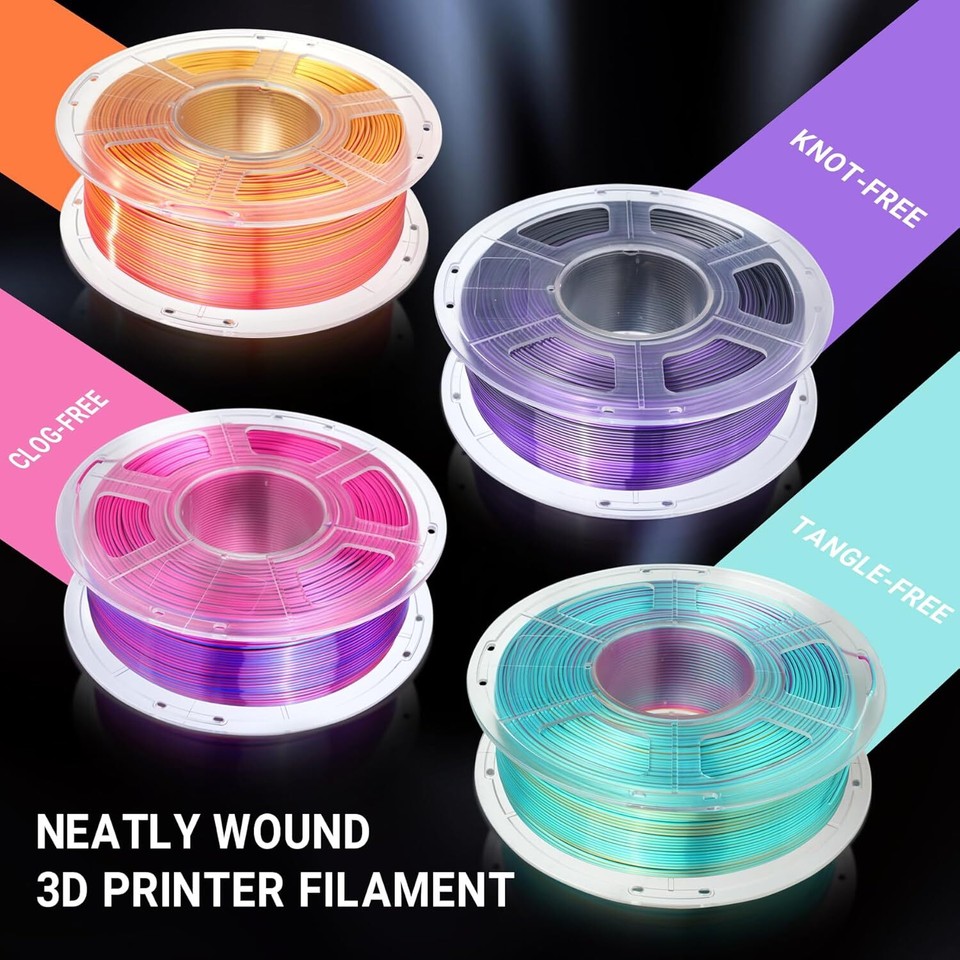 JAYO PLA+ SILK 3D Printer Filament 1.75mm 1.1KG Dual-Color Triple/Quad ...