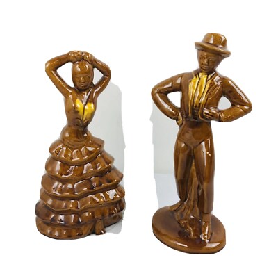 MCM Spanish Flamenco Dancers Ceramic Figures California Glazed Pottery ...