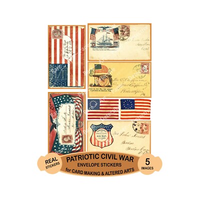Patriotic Envelope Reproduction Sticker Sheet, Flag Envelopes for Card ...