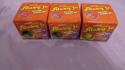 3 Slinky Jr. Original Plastic Toys 2 Greens 1 Yellow Slinky READ ...