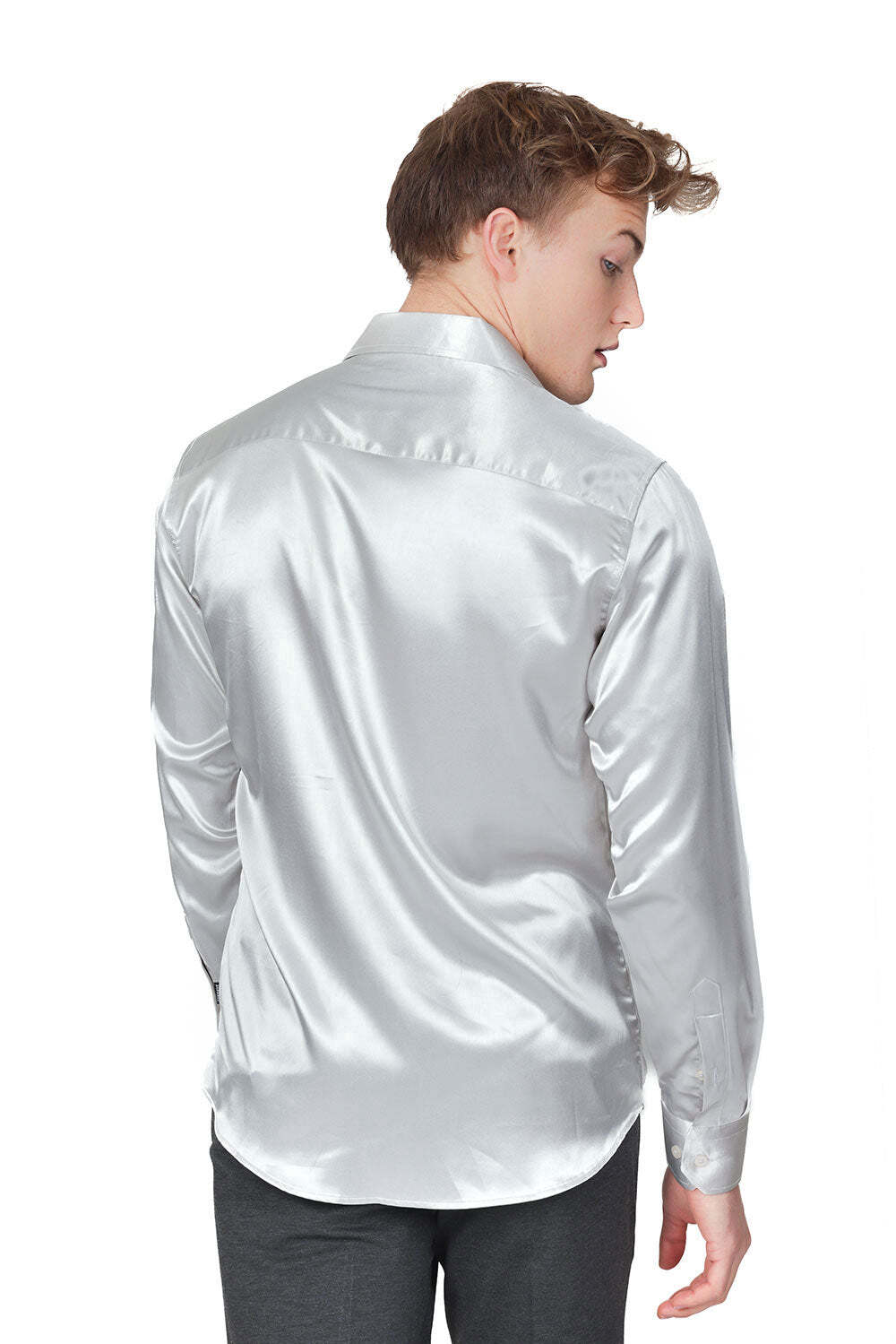 BARABAS Mens Luxury Metallic Long Sleeve Button Down Shiny shirts B312 ...