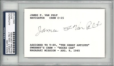 JAMES VAN PELT SIGNED INDEX CARD PSA DNA 84071107 (D) WWII BOCKSCAR ...