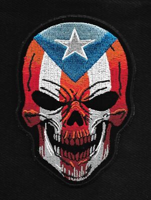 Puerto Rican Death Skull PR Flag of Puerto Rico Motorcycle Biker vest ...