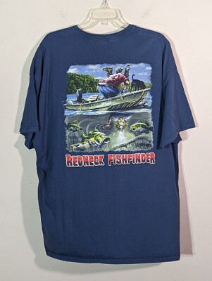 Buck Wear Redneck Fishfinder Cowboy Country Funny Graphic T Shirt Blue ...