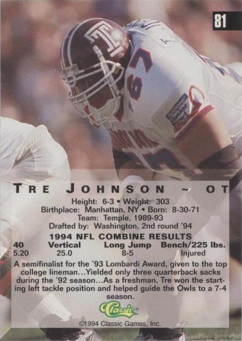 1994 Classic 4 Sport Tre Johnson #81 for sale | eBay
