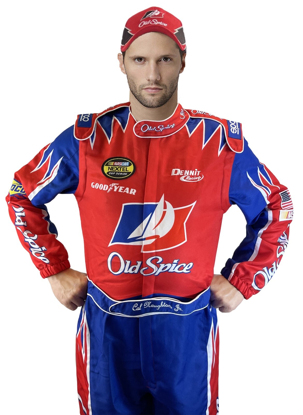 CAL NAUGHTON JR NASCAR Jumpsuit with Cap Costume TALLADEGA NIGHTS Ricky ...
