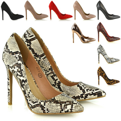 Womens High Heel Stiletto Pointed Essex Glam Ladies Party Clubbing ...