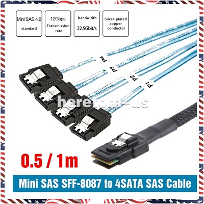 Mini-SAS to 4 SATA Forward Breakout Cable 36P SFF-8087 Splitter Cable 0 ...