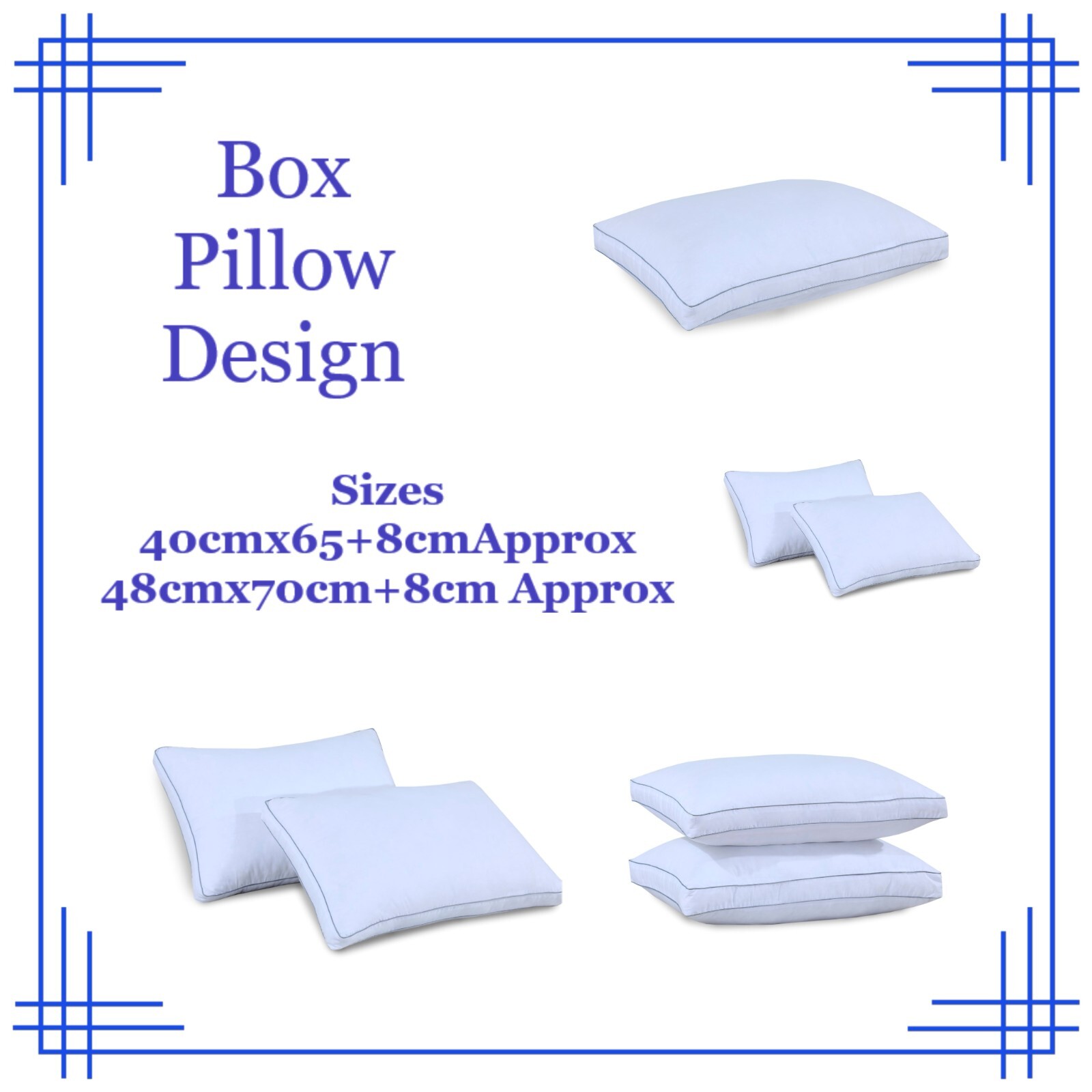 Box Pillow with Cotton Cover Hollowfibre Filled and Piped Edge ...