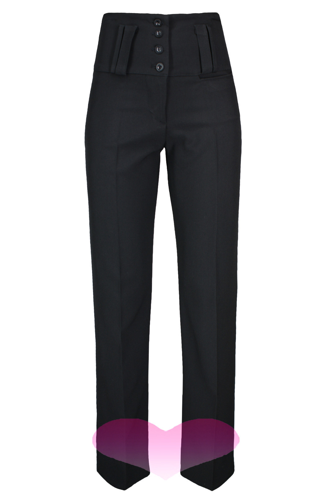LADIES LONG LEG TROUSERS 31" QUALITY BLACK HIGH WAIST STRAIGHT LEG ...