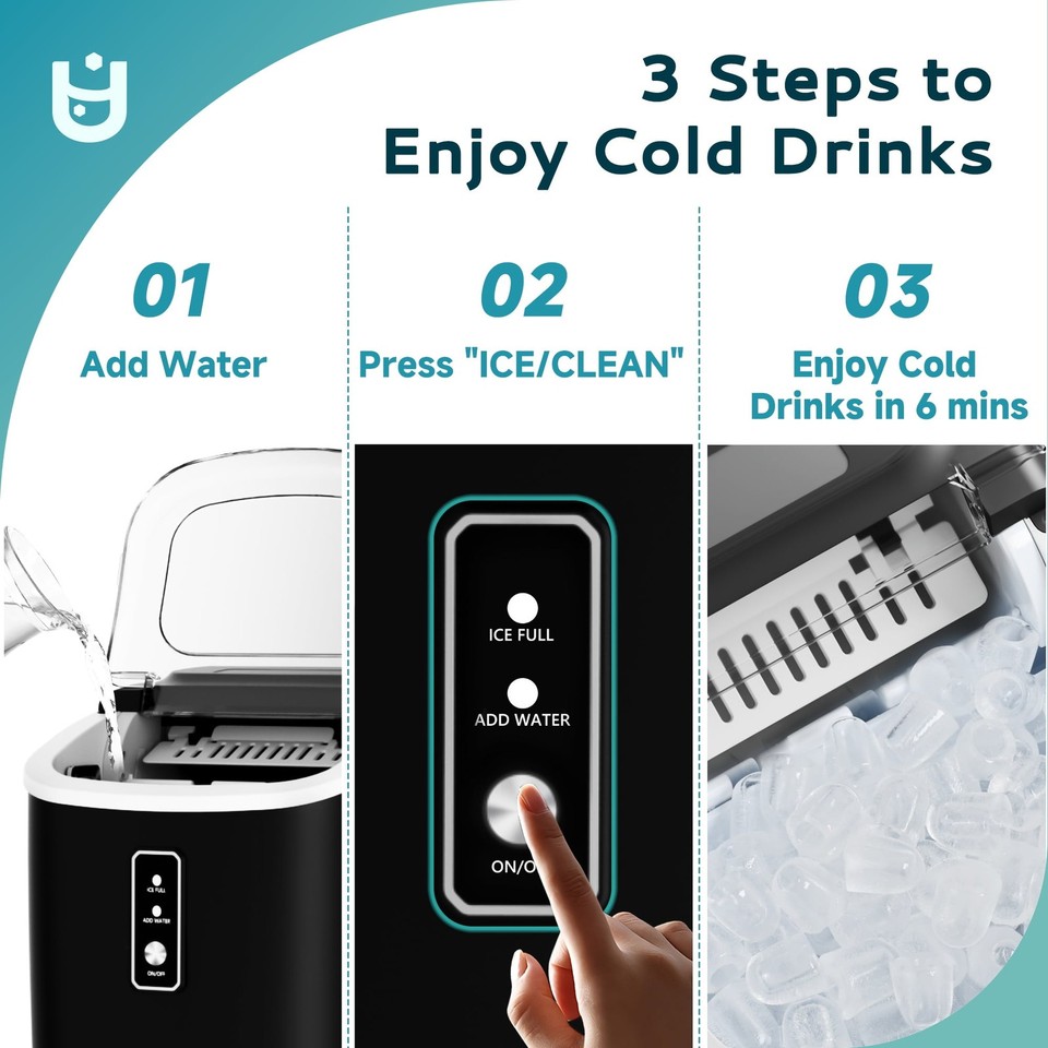 Countertop Ice Maker Portable Bullet Ice Machine with Self Cleaning 26 ...