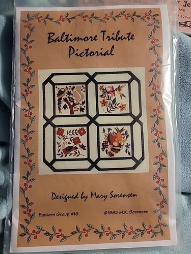 Baltimore Tribute Pictorial Applique Quilt Pattern Gr 16 Mary Sorensen ...