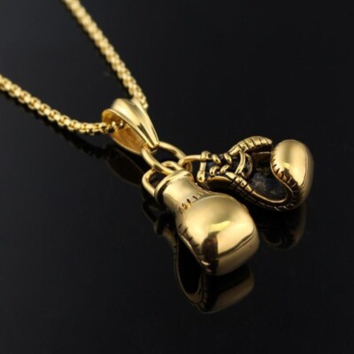 GOLD TONE BOXING GLOVE NECKLACE 22 INCH CHAIN 💥 | eBay