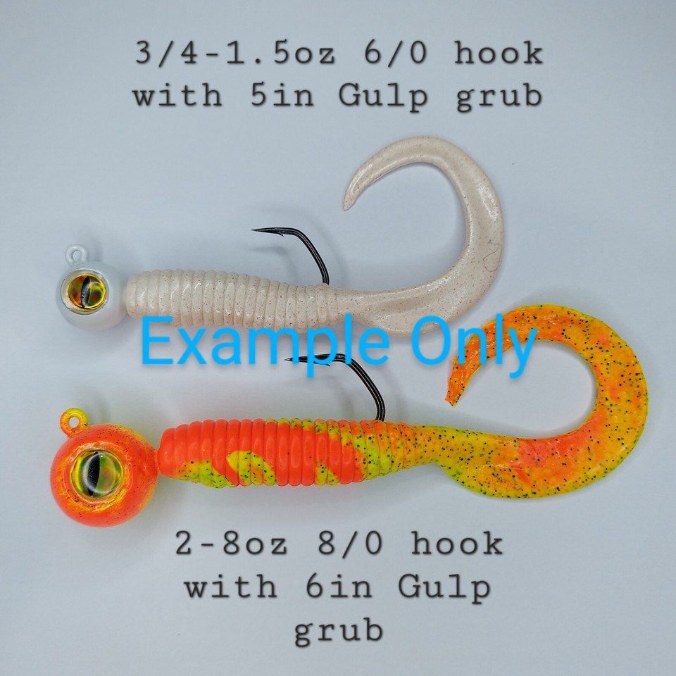 Big Eye Ball Jigs, 3pk , Fluke, Flounder, Striper, Rattle, Gulp jigs ...