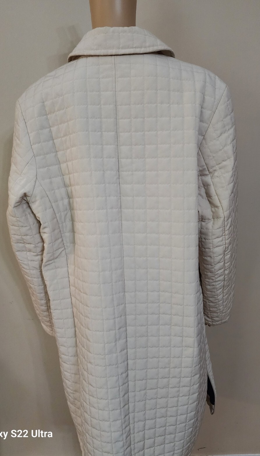 Utex Design Women's Jacket Coat Large Beige Quilted Button Up Pockets ...