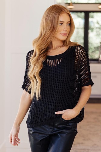 ONE ELEVEN NORTH Coastal Dreams Fishnet Top in Black | eBay