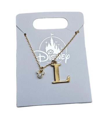Disney Parks Mickey Mouse Ear Rhinestone Letter L, Gold Tone Necklace ...