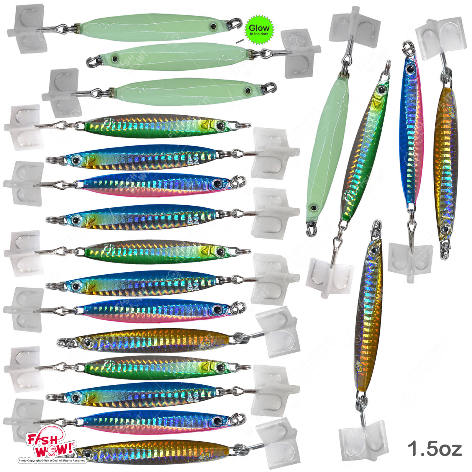 20pcs 1.5oz Colt Sniper jigs 42g Vertical jig w/ a 3561D-DT MUSTAD Hook ...