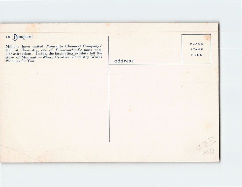 Postcard Monsanto Chemical Companys' Hall Chemistry In Disneyland ...