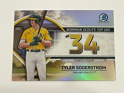 2023 Bowman Baseball Scouts Top 100 #34 - Tyler Soderstrom - Oakland ...