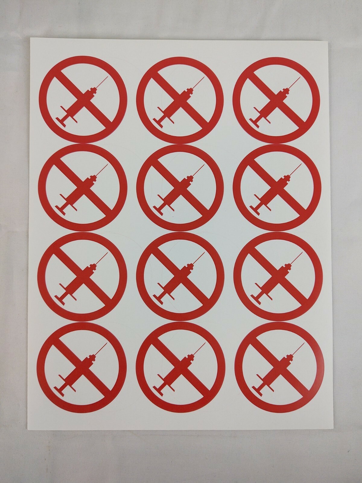 No Syringe Needles Round Trash Can Receptacle Stickers New Sheet Of 12 ...