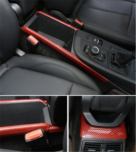 Red Carbon Fiber ABS Console Armrest Box Trim For BMW X1 F48 2016+ X2 ...