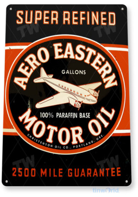 TIN SIGN Aero Eastern Oil Sign, Aviation Gas Oil, Hangar, FBO, Garage ...