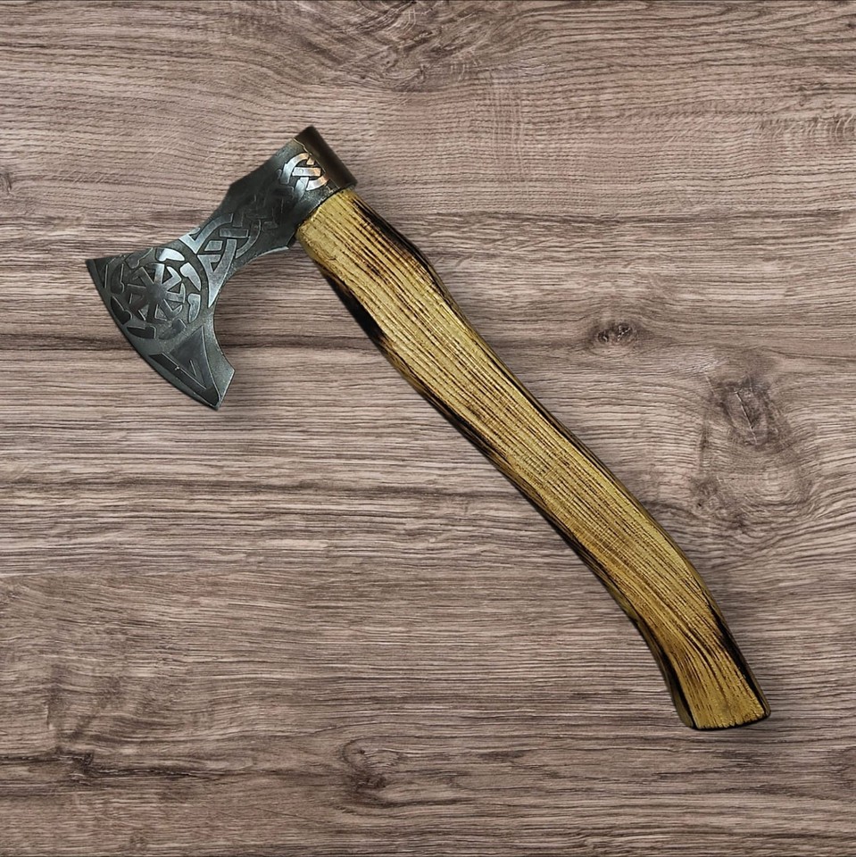 HAND FORGED Carbon Steel Viking VALHALLA Axe Tomahawk Throwing Axe ...