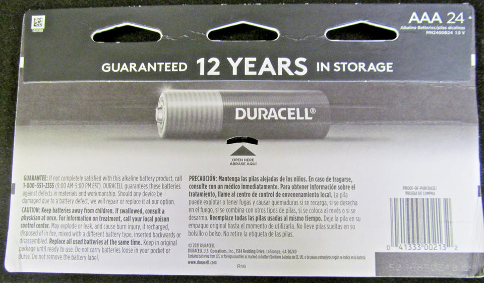 NEW 24 PACK DURACELL POWER BOOST AAA BATTERIES EXP MAR 2037 FREE ...