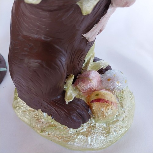 3 Easter Chocolate Bunny Rabbits Faux Foil Statues Figurines Decoration ...