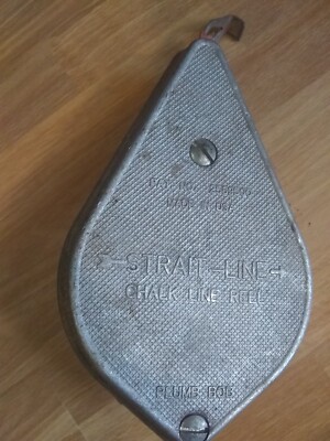 Vintage Irwin Straight-Line Chalk Line Reel Plumb Bob USA Metal Pat. no ...