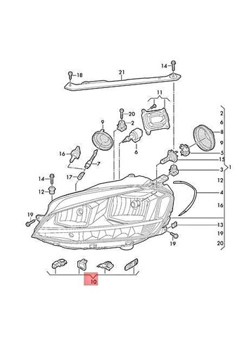 Genuine VW e-Golf Golf R32 Repair Kit For Headlamp Housing Right ...