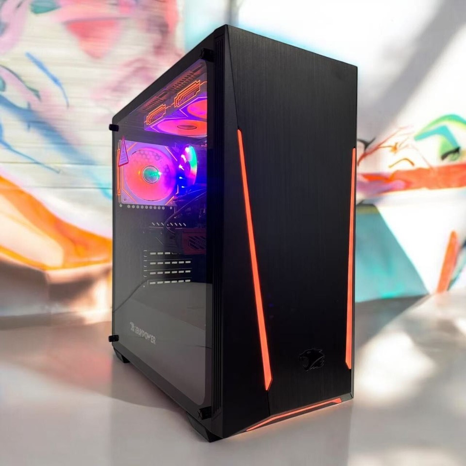 iBuyPower Desktop ARGB Lighting i7 16GB RAM SSD AMD RX580 Windows 11 ...