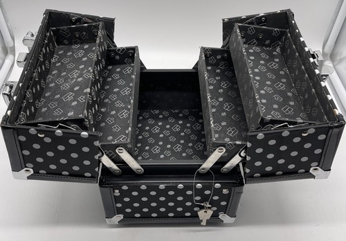 Caboodle Make Up Case Black White Polka Dots Storage Lock & Key Jewelry ...