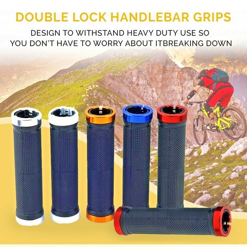 Lock-On Bike Grips - MTB BMX Mountain Cycle - Red Black Blue White Gold ...