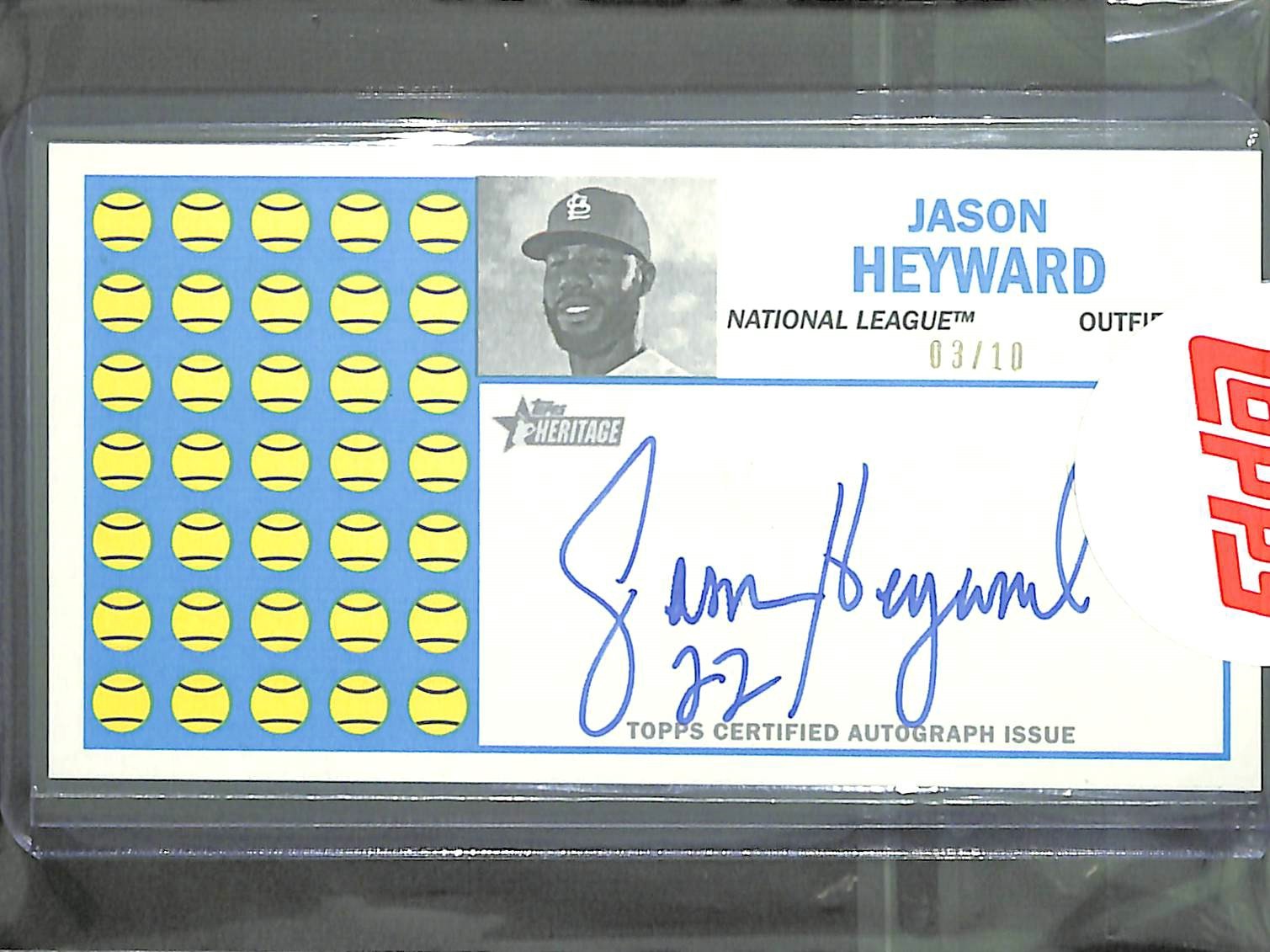 2015 Topps Heritage Punchboard Autograph #66PA-JH Jason Heyward No 3 of ...
