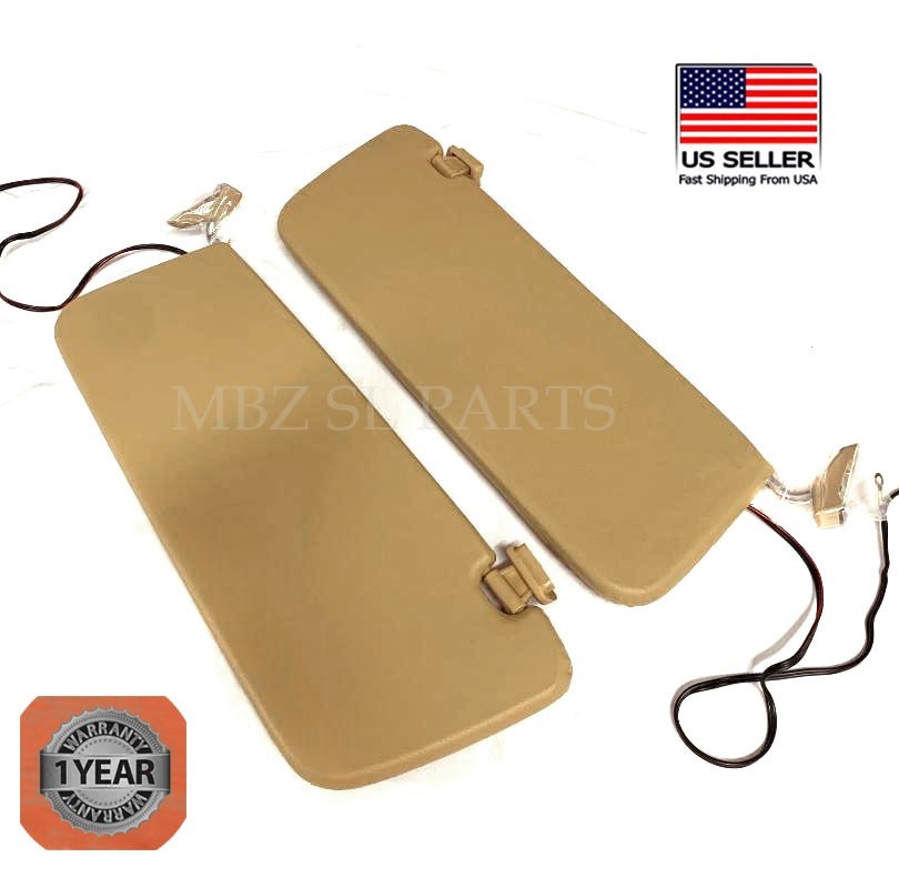 NEW Pair Beige Sun Visor With Vanity Makeup Mirrors for Mercedes R107 ...