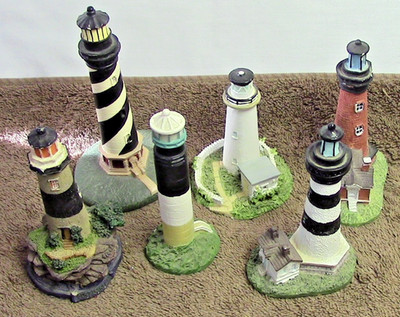 6 Resin Lighthouse Figurines 4" to 5" tall Scaasis Originals ...