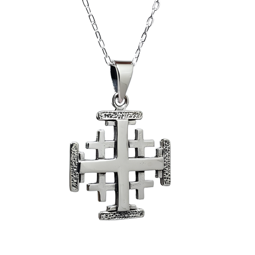Jerusalem Cross Pendant 925 Sterling Silver Five Fold Cross Necklace ...