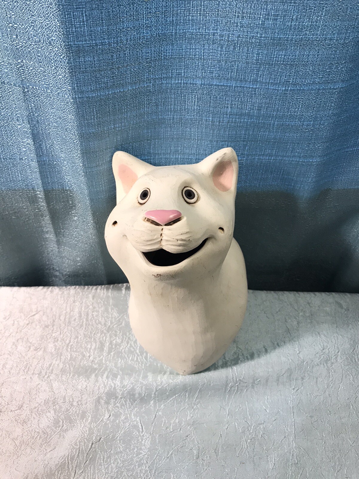 Vintage Cat Head Wall Mount Ceramic Figurine Funny Face Signed Unusual ...
