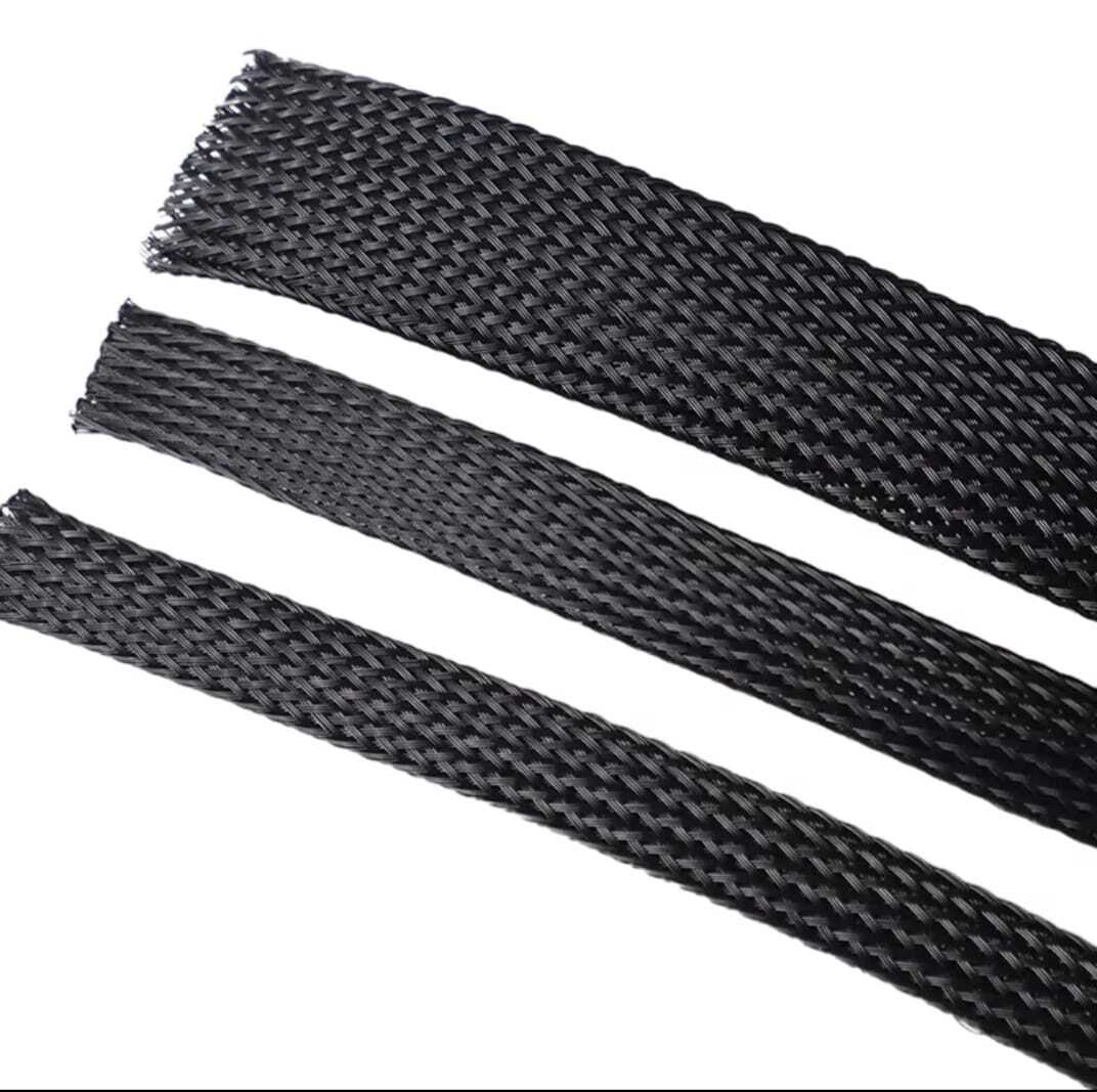 Braided Polyester Sleeving Black flexible Cable Harness Tidy Wire PC ...